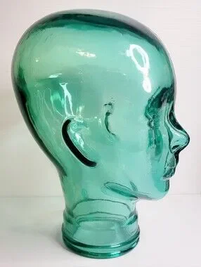 Vidrios San Miguel | Art | Vintage Aqua Glass Mannequin Head Display ...